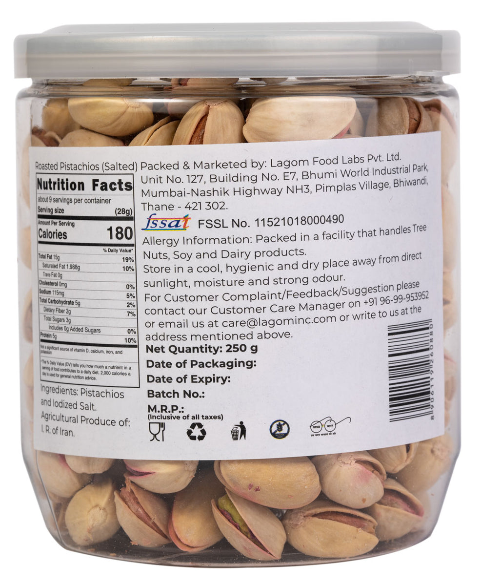 Lagom Gourmet Roasted & Salted Irani Pistachios (Pista) – Lagom Food Labs